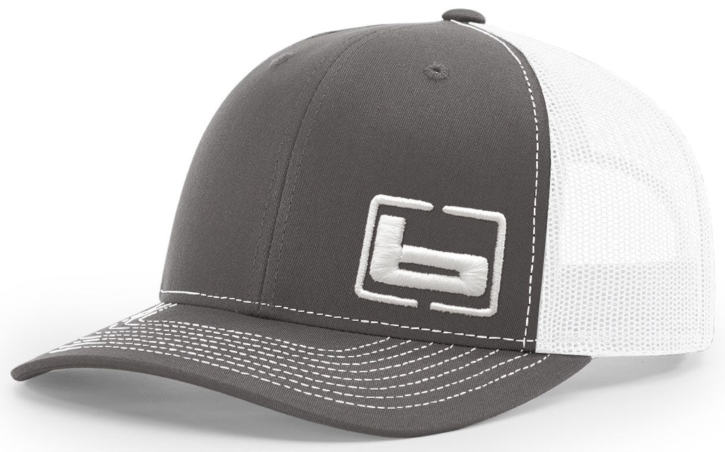 Trucker Charcoal/White Side Logo Cap – Banded